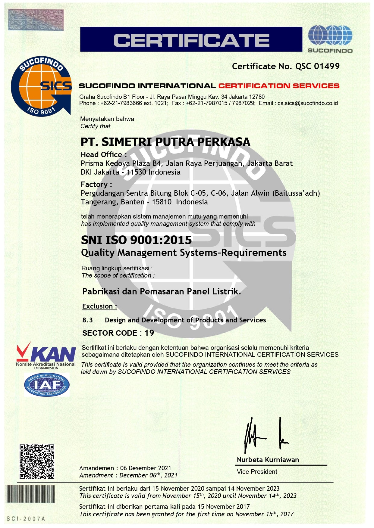 Sertifikat | Panel Listrik Low Voltage Blokset & Medium Voltage PIX RoF