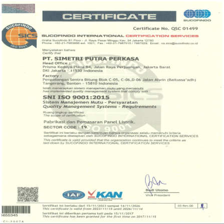 Sertifikat | Panel Listrik Low Voltage Blokset & Medium Voltage PIX RoF